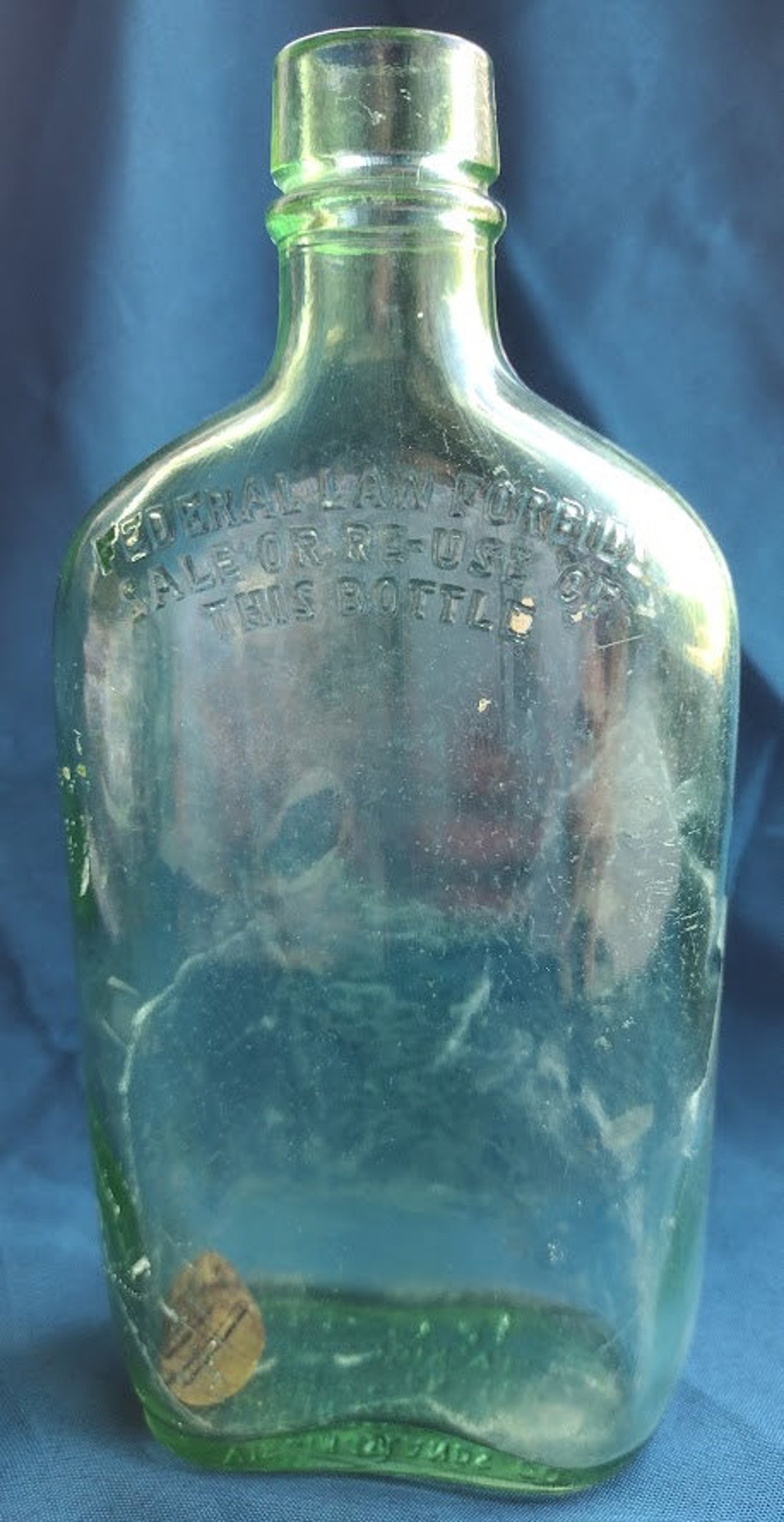 Vintage Green Glass Flask Made for Virgin Island Company by - Etsy