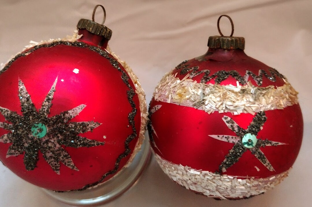 Vintage Pair Mercury Glass Bauble Ornaments, West Germany, C. 1950s ...