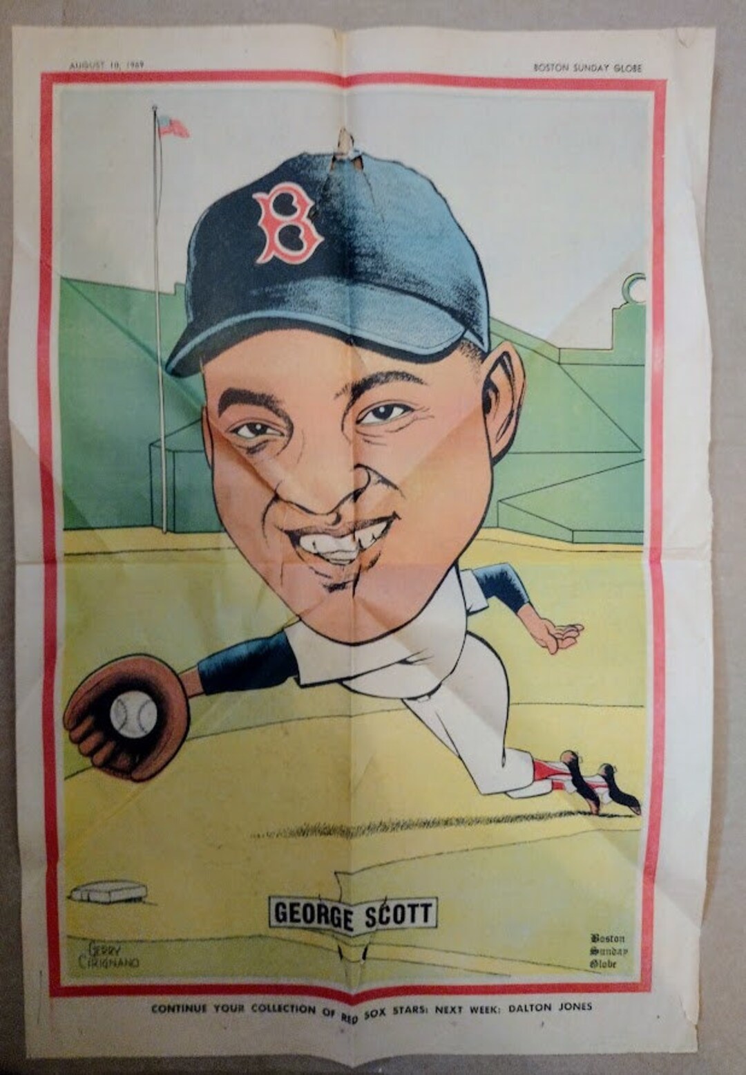 Vintage Boston Sunday Globe Color Poster, Boston Red Sox Player ...