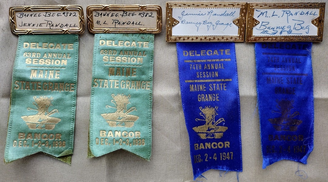 Lot of Four (4) Vintage Grange Delegate Ribbons, for Bangor, Maine ...