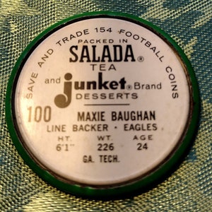 Vintage "salada Junket Desserts' Collectible Football "coin", #100 ...