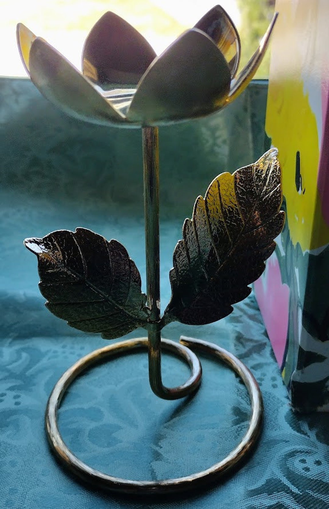 Vintage AVON "sunshine Rose" Brass Flower Candle Holder, No Candle ...