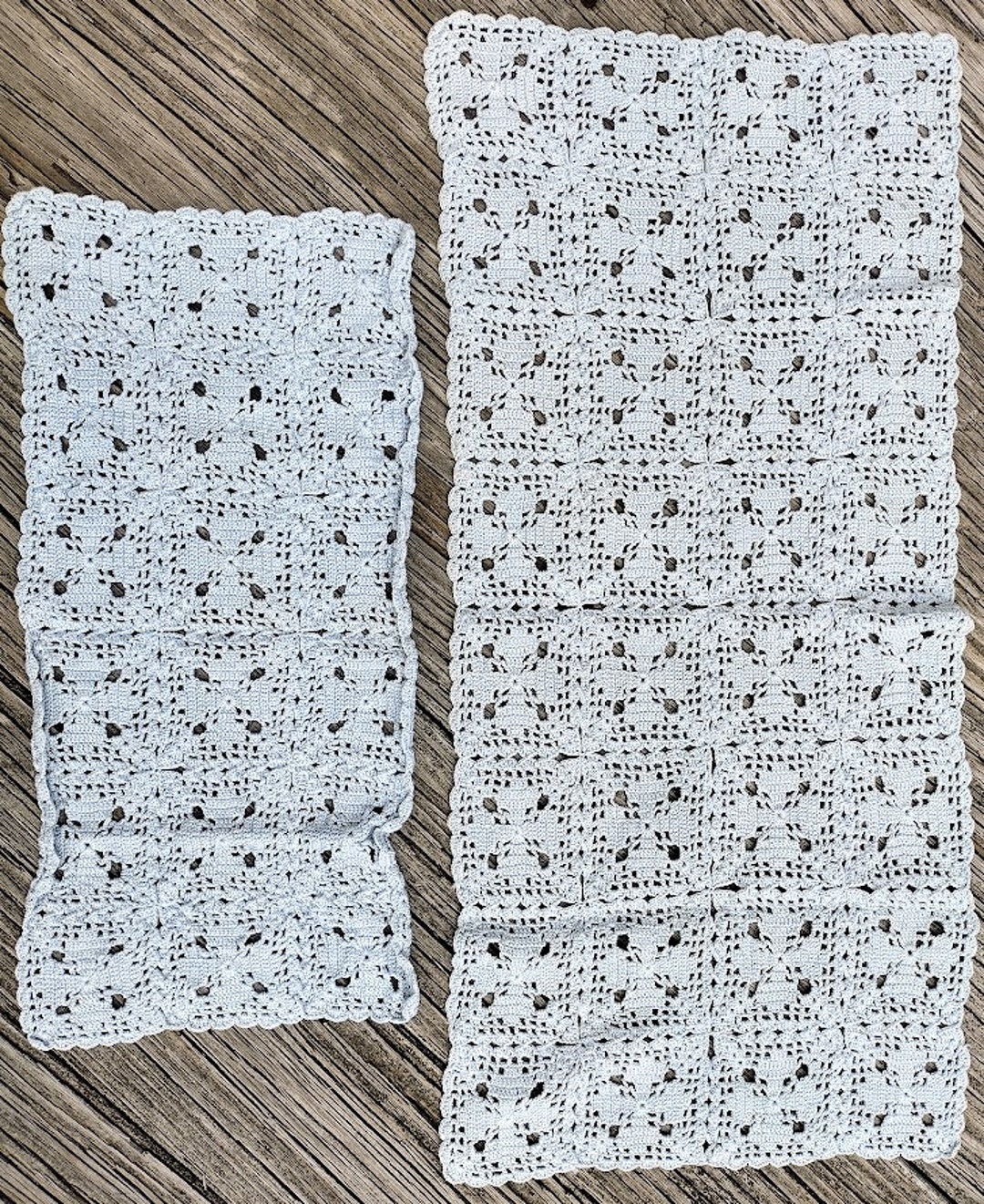 Vintage Pair Handmade Crochet Table Runner/table Scarf, 1 Large, 1 ...