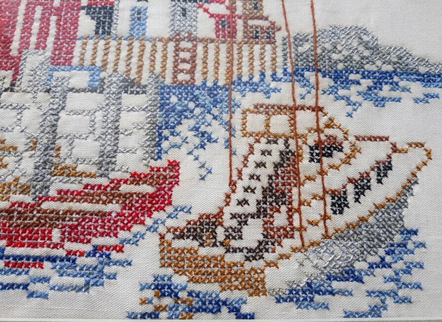 Vintage Nautical Themed Cross Stitch Embroidery Boats in A - Etsy