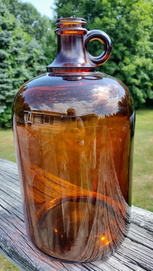 Vintage Glass Gallon Jug Old Root Beer Brown Glass Jugs, Vintage Amber