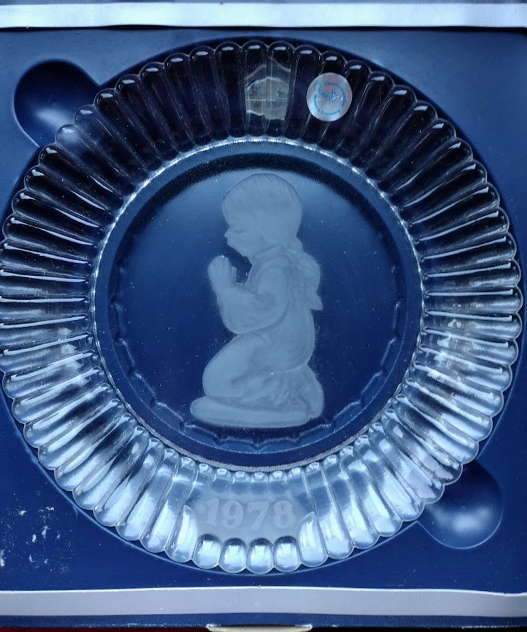 Vintage Goebel Crystal Glass Plate, First Edition, 1978, Frosted Angel ...