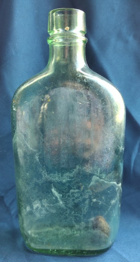 Vintage Green Glass Flask Made for Virgin Island Company by - Etsy