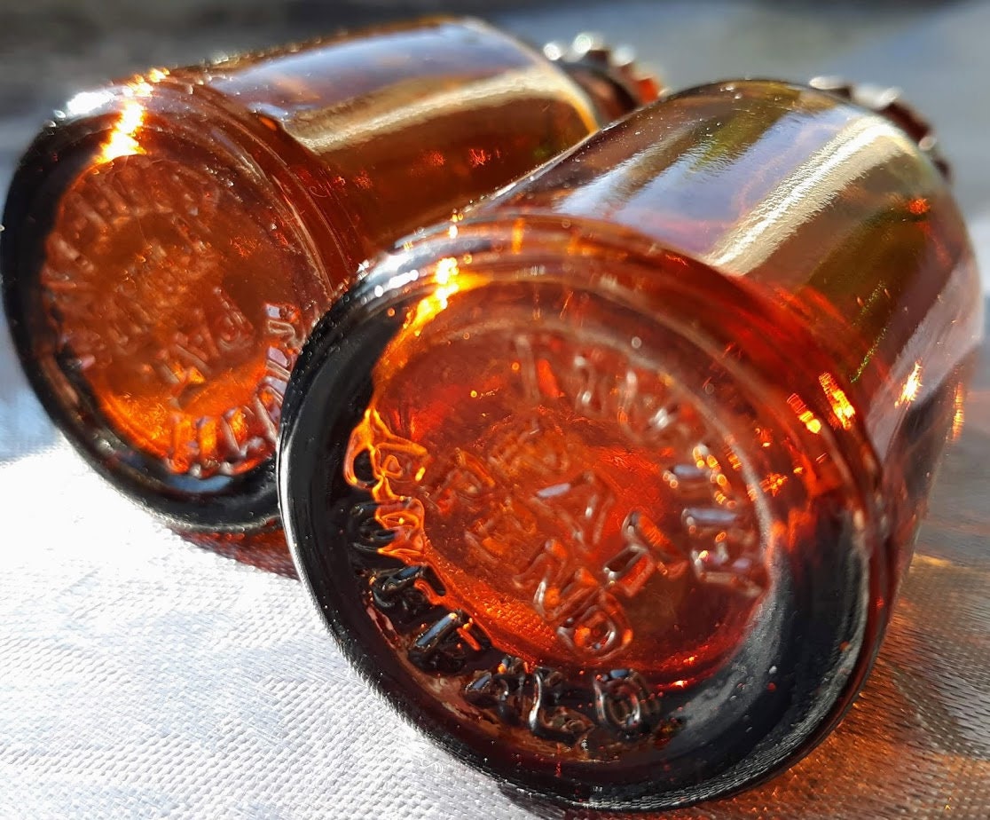 Vintage Miniature Amber Glass Bottles 'muth - Etsy