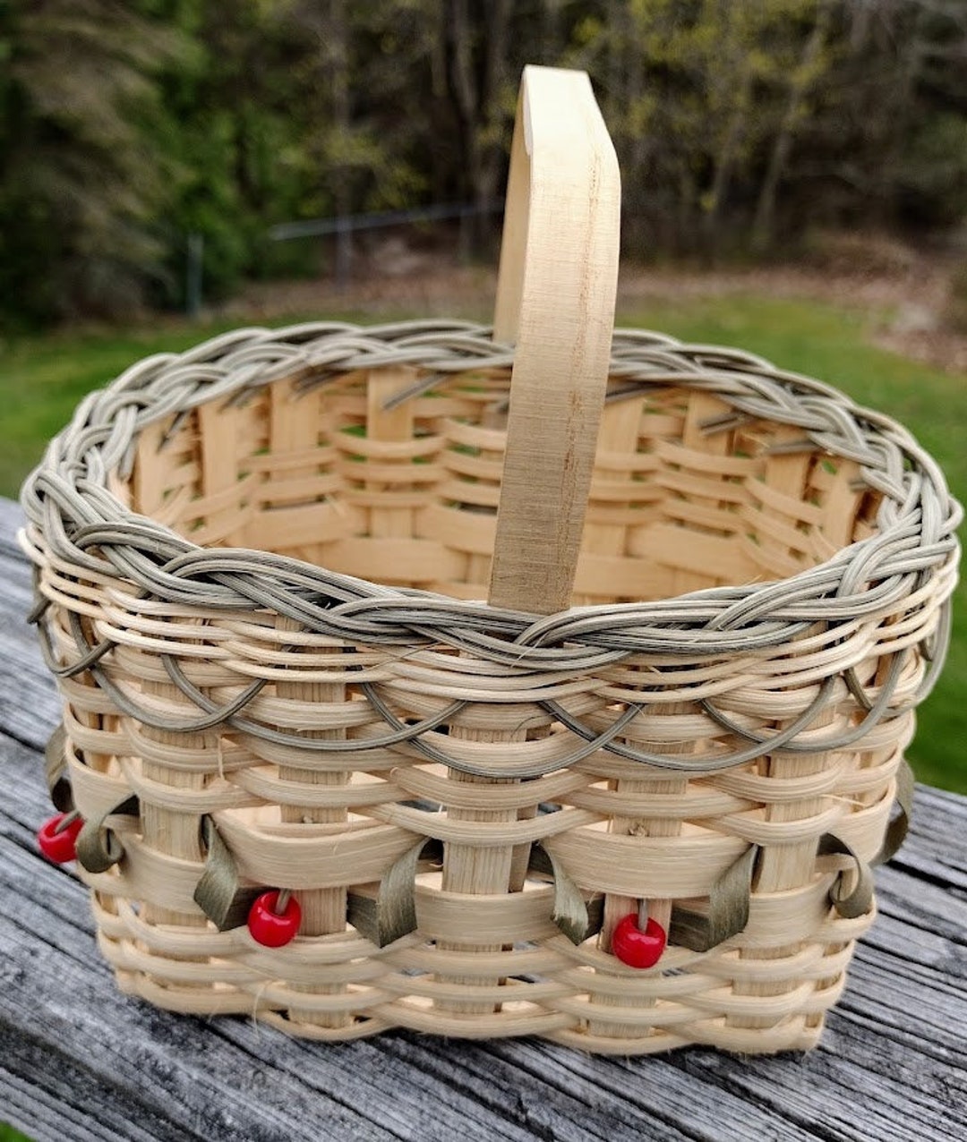 Vintage 'cape Cod' Style Berry Basket, With Red Bead Decoration - Etsy