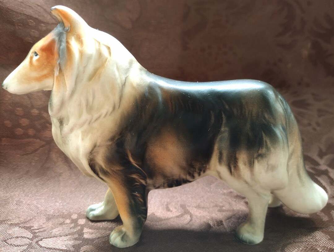 Vintage Hand-painted Porcelain Tri-color Rough Collie - Etsy
