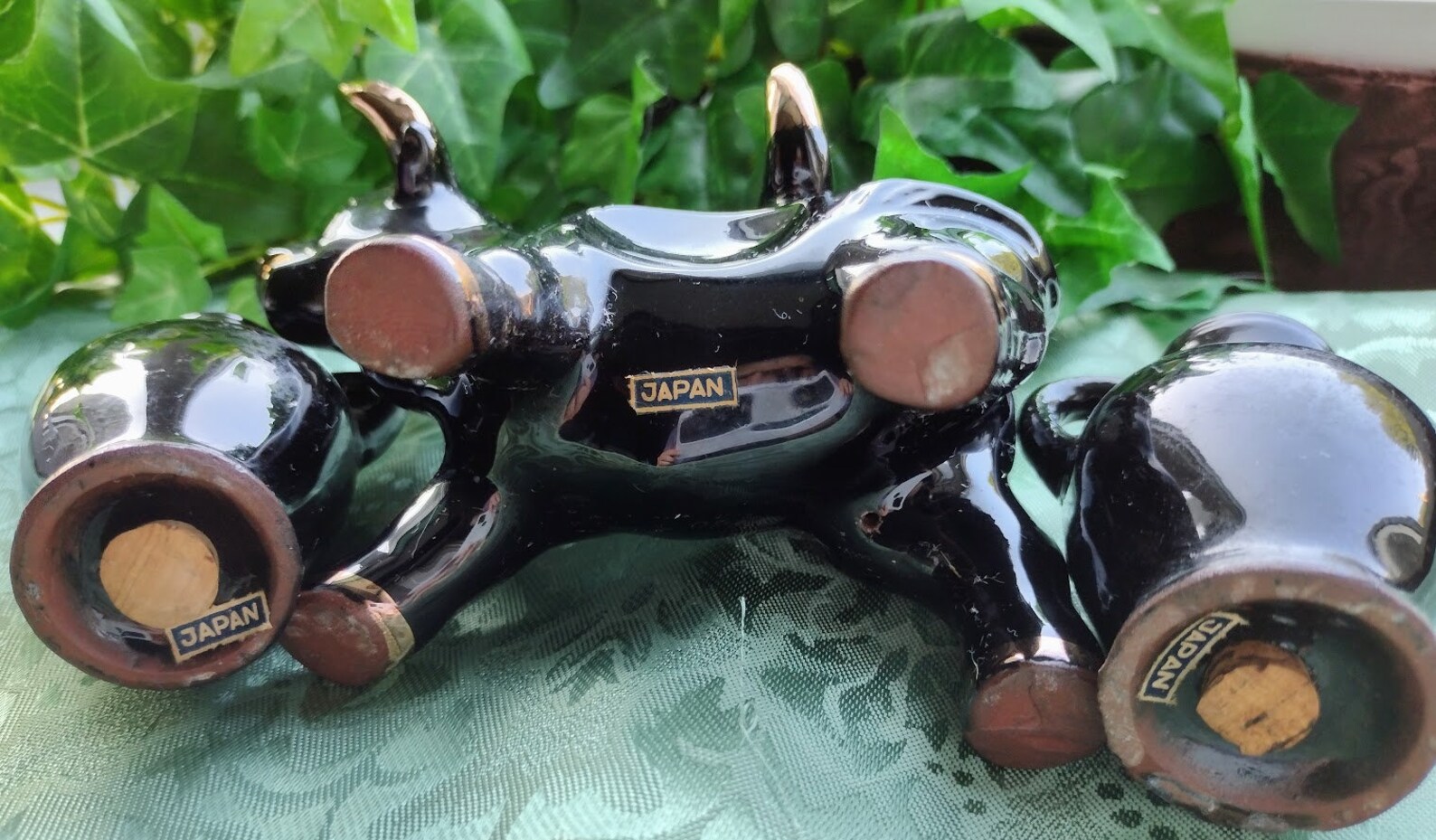 Vintage Black Bull With Salt and Pepper Shakers, Three Piece Set, Made ...