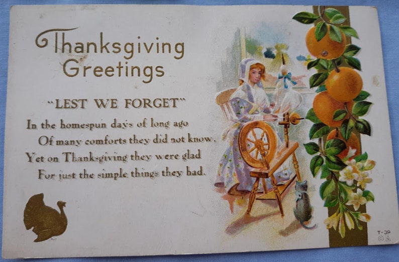 Pair of Antique Postcards Thanksgiving 1910s Used - Etsy