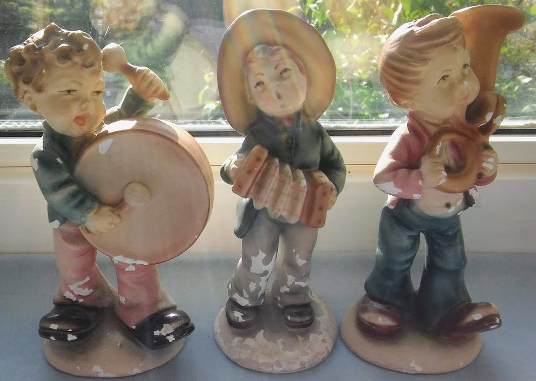Vintage Shabby Trio of Plaster Boy Musicians, Made in Italy - Etsy