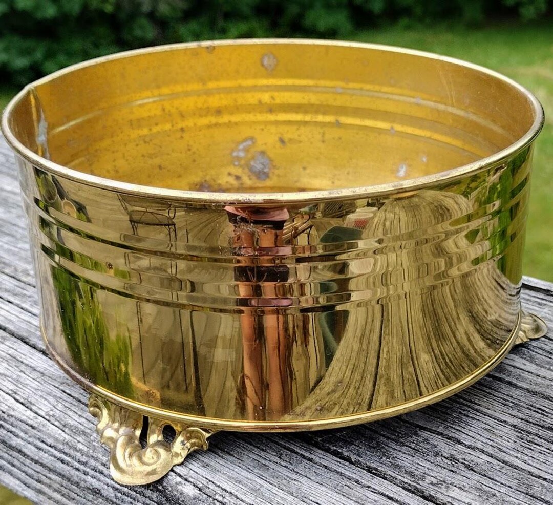Vintage FTDA Brass Footed Planter, Made in Holland, Nijhof Zevenaar ...