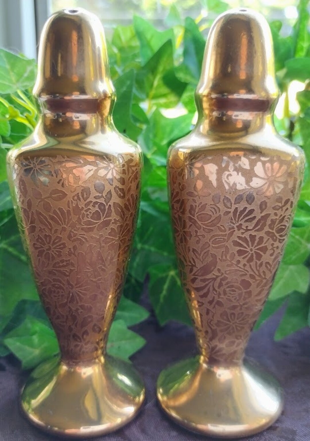 Vintage 'pickard China Company' Gold Gilt Plated Salt and Pepper Set ...