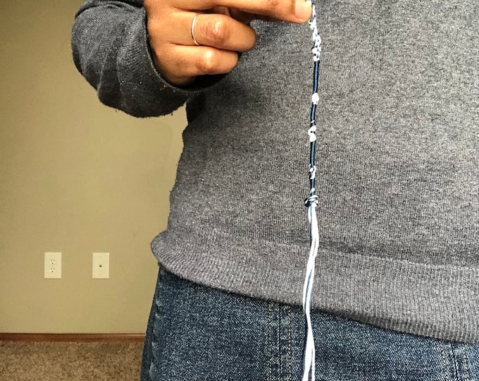 Tzitzit TZITZITS, Tassels, Dark Blue and White Colors, Braided Loop Set ...