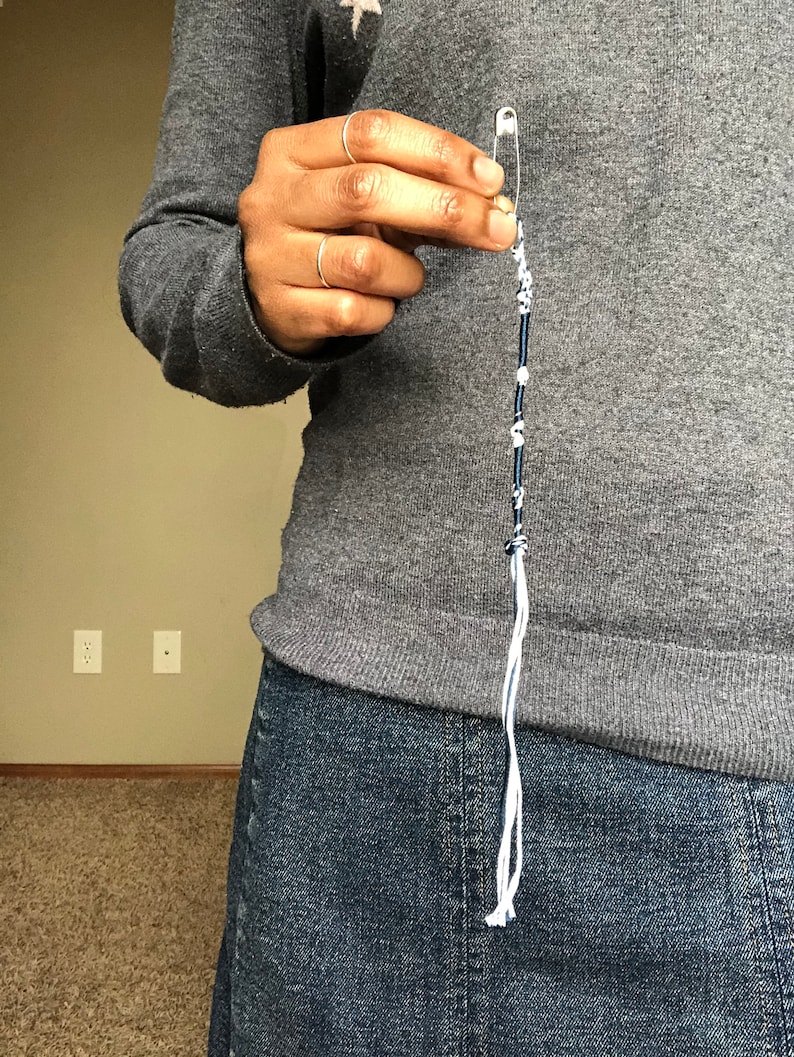 Tzitzit TZITZITS, Tassels, Dark Blue and White Colors, Braided Loop Set ...