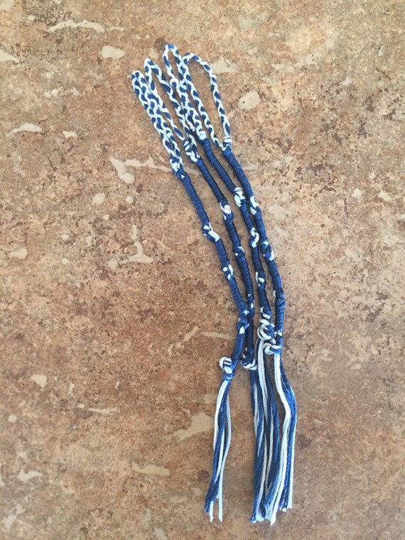 Tzitzit TZITZITS Tassels Dark blue and white Colors braided | Etsy