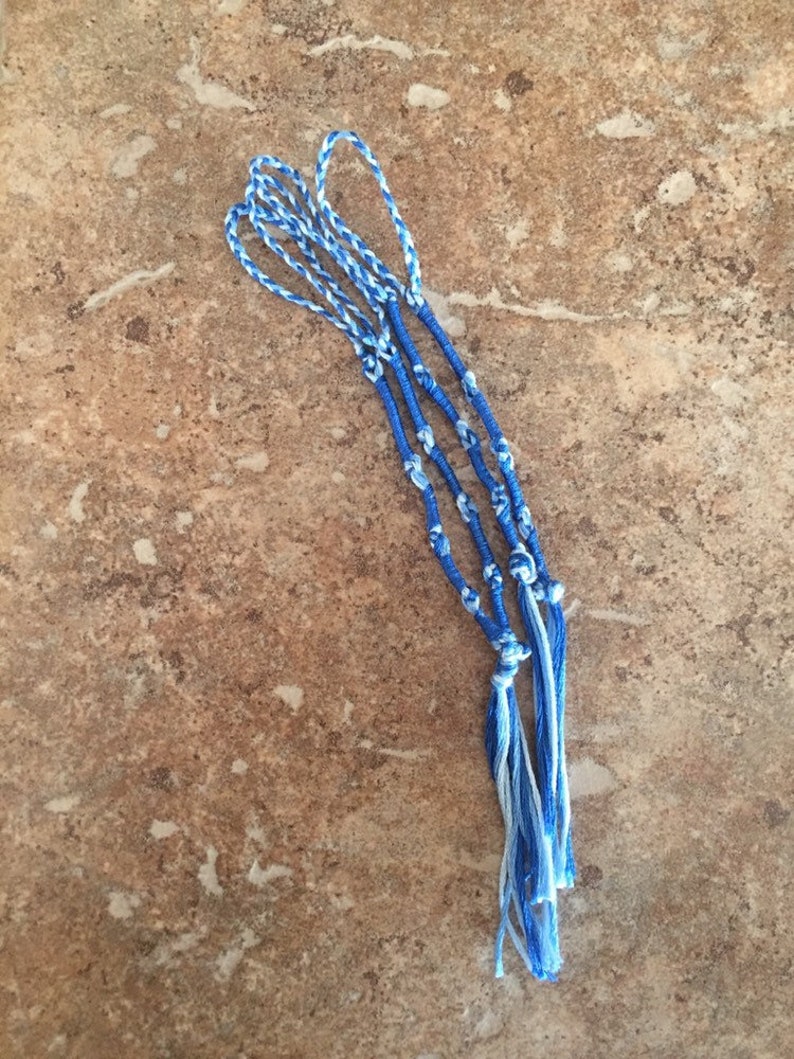 Tzitzits Dark Blue and Light Blue, Braided Loop Set of 4 With/out a ...