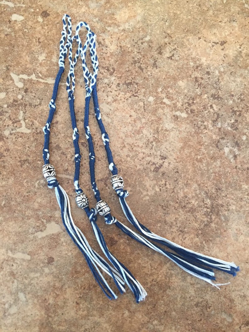 Tzitzit TZITZITS Tassels Dark blue and white Colors braided | Etsy
