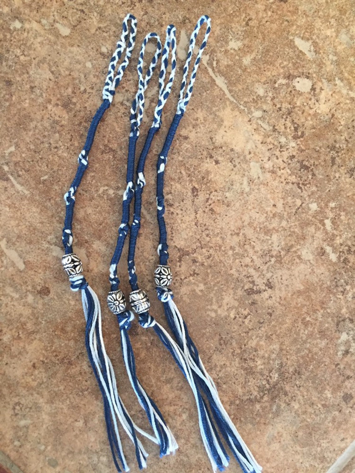Tzitzit TZITZITS Tassels Dark blue and white Colors braided | Etsy