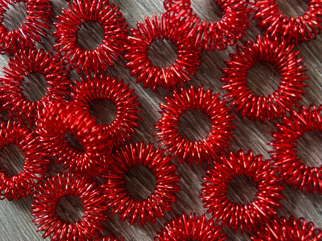 Red Acupressure Ring, Anti-stress Ring, Reflexology Massage, Massage ...