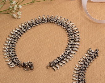 Traditional Indian Ethnic Silver Anklets, Indian Anklet With Vintage ...