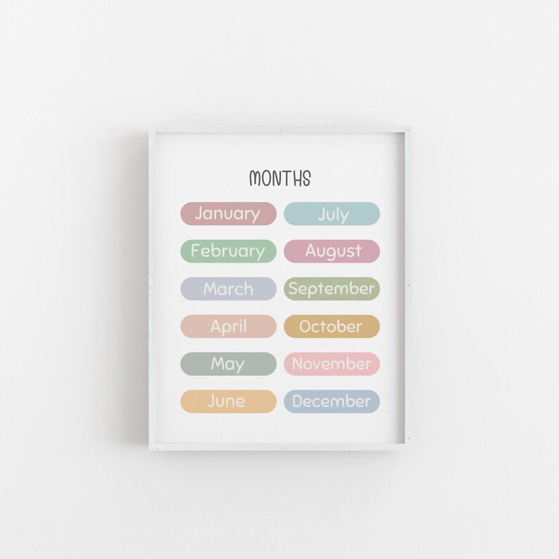 Months of the Year Printable, Educational Posters, Kindergarten Poster ...