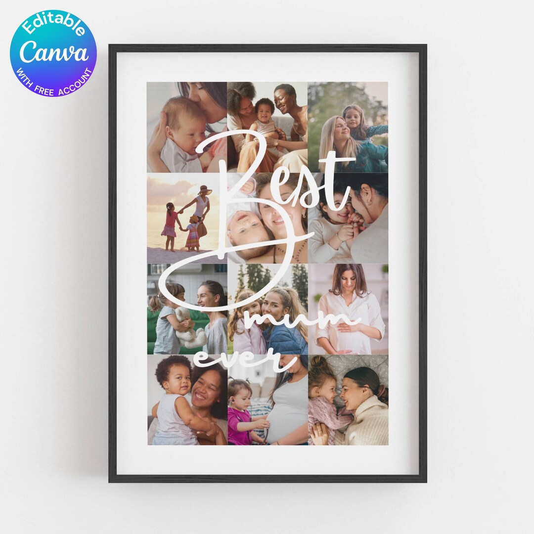 Custom Mother's Day Photo Collage Canva Template Mom Picture Collage ...