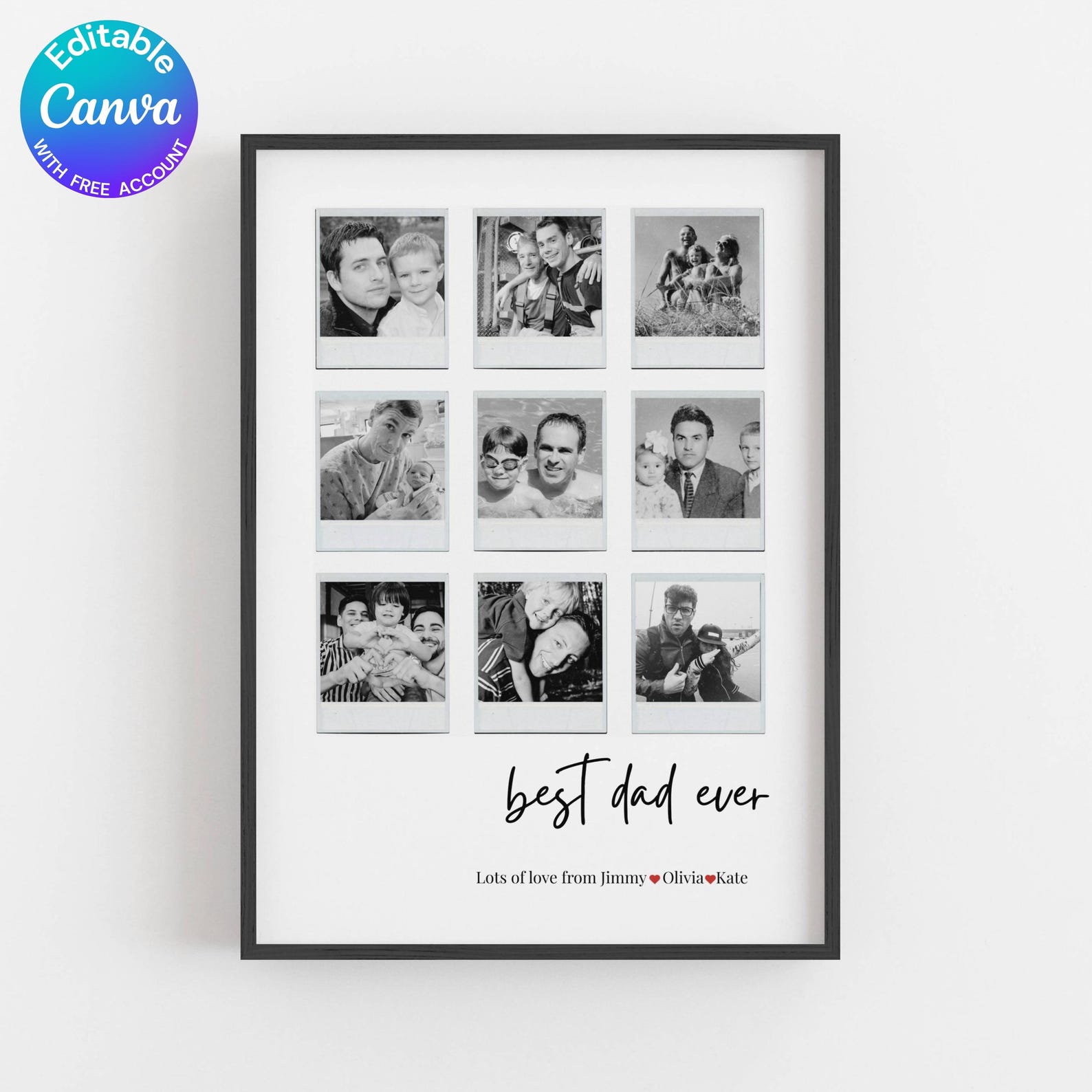 Dad Photo Collage, Fathers Day Gift, Canva Photo Collage, Personalized ...