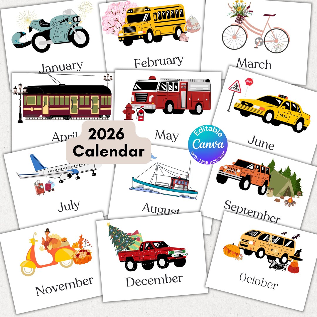 2026 Calendar Printable,cute Kids Calendar 2026,wall Calendar Pdf ...