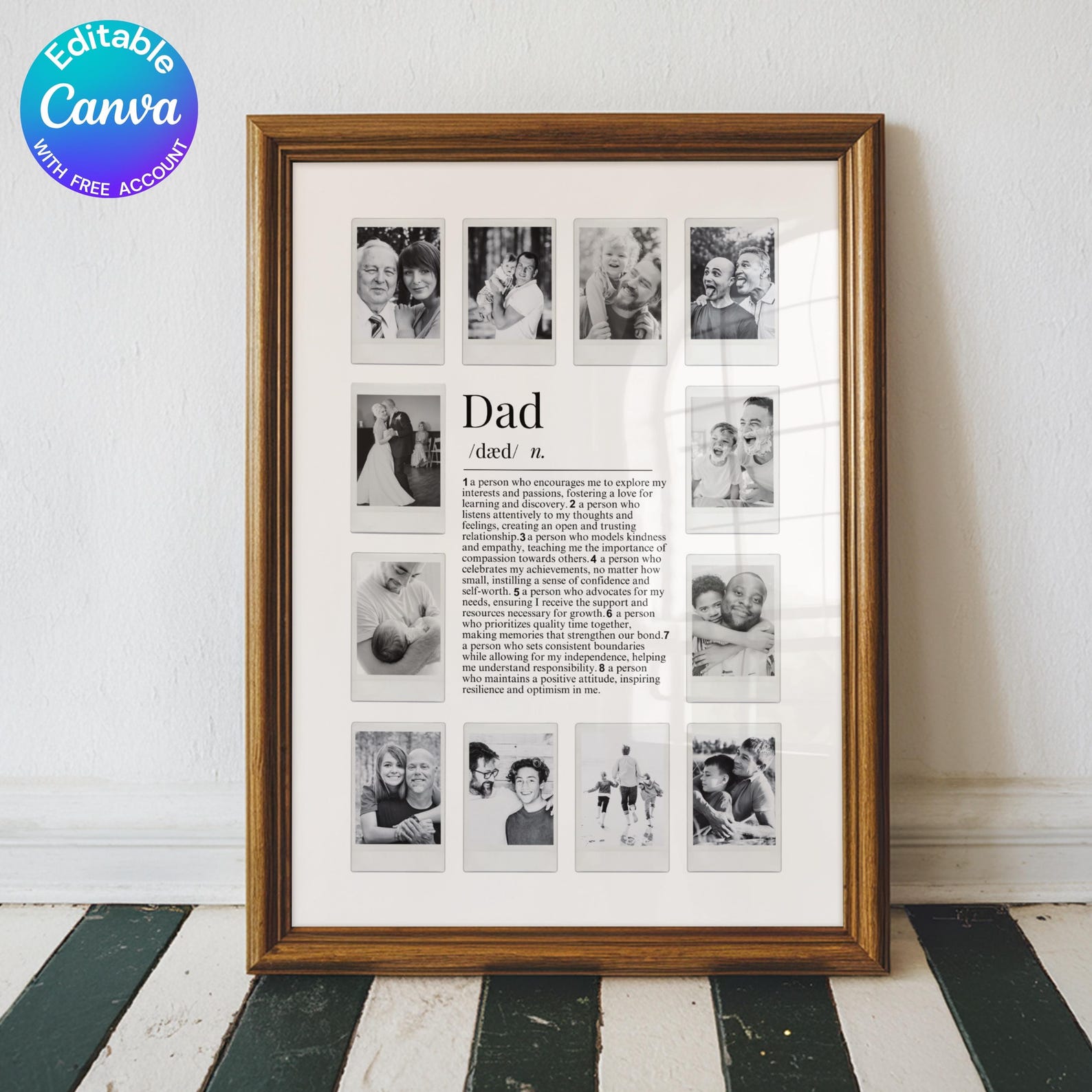 Dad Definition Template. Customizable & Printable Photo Collage Father ...