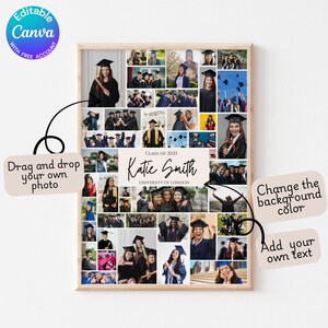 Graduation Photo Collage Poster Sign Template, High School University ...