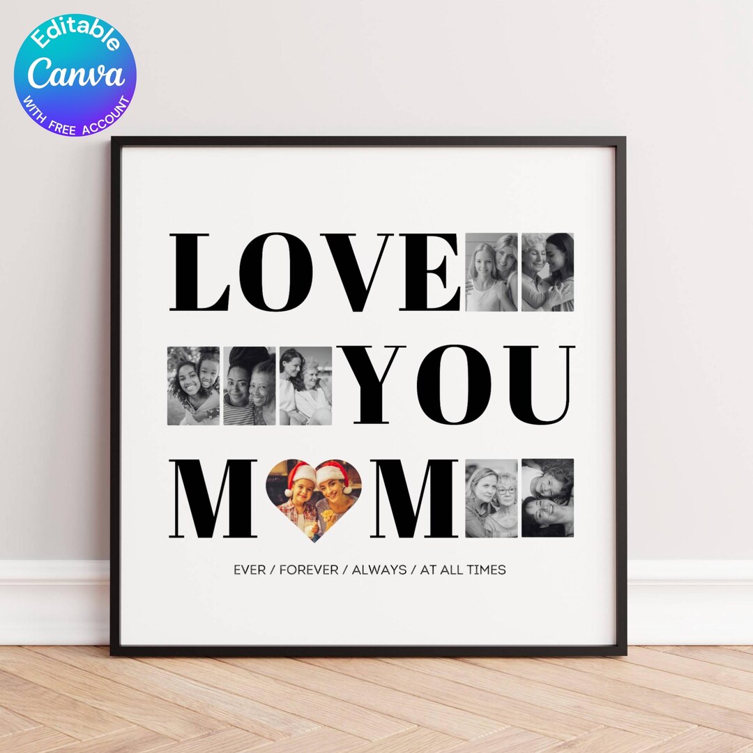 Custom Mum Photo Collage Template, Mother's Day Gift (canva, Digital ...