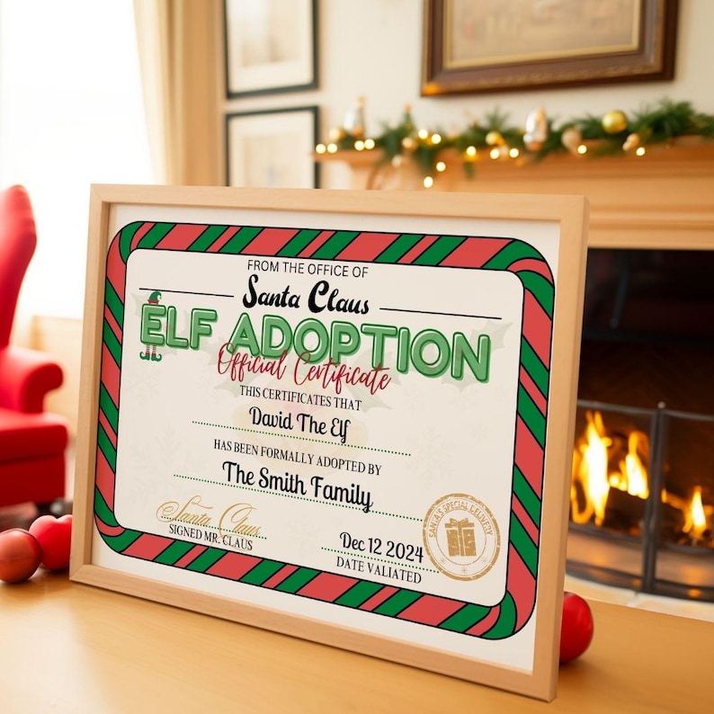 Elf Adoption Certificate Editable Elf Adoption Certificate Adopt an Elf ...