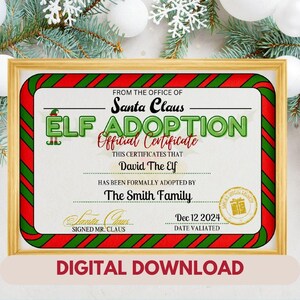 Elf Adoption Certificate Editable Elf Adoption Certificate Adopt an Elf ...