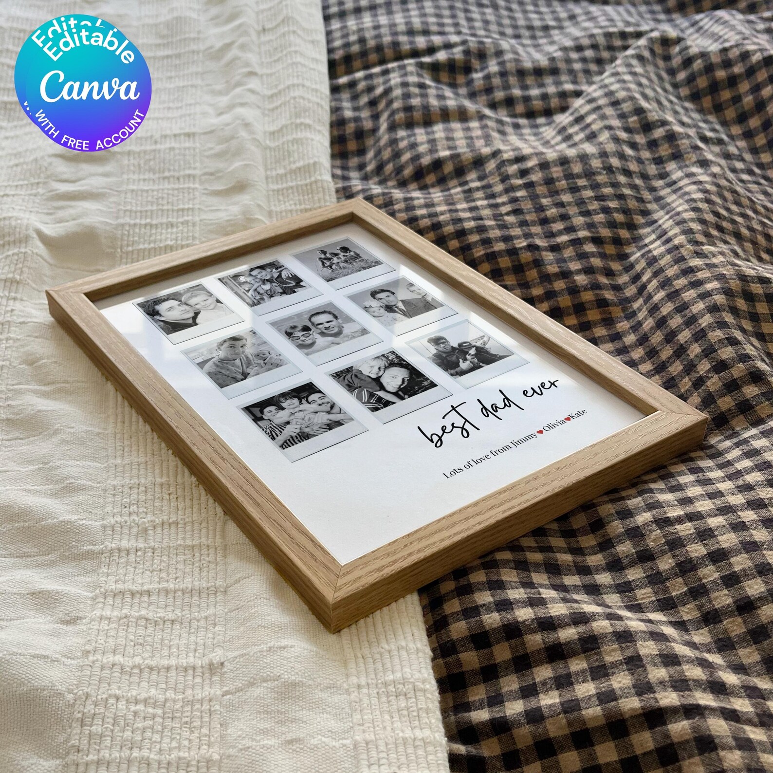 Dad Photo Collage, Fathers Day Gift, Canva Photo Collage, Personalized ...