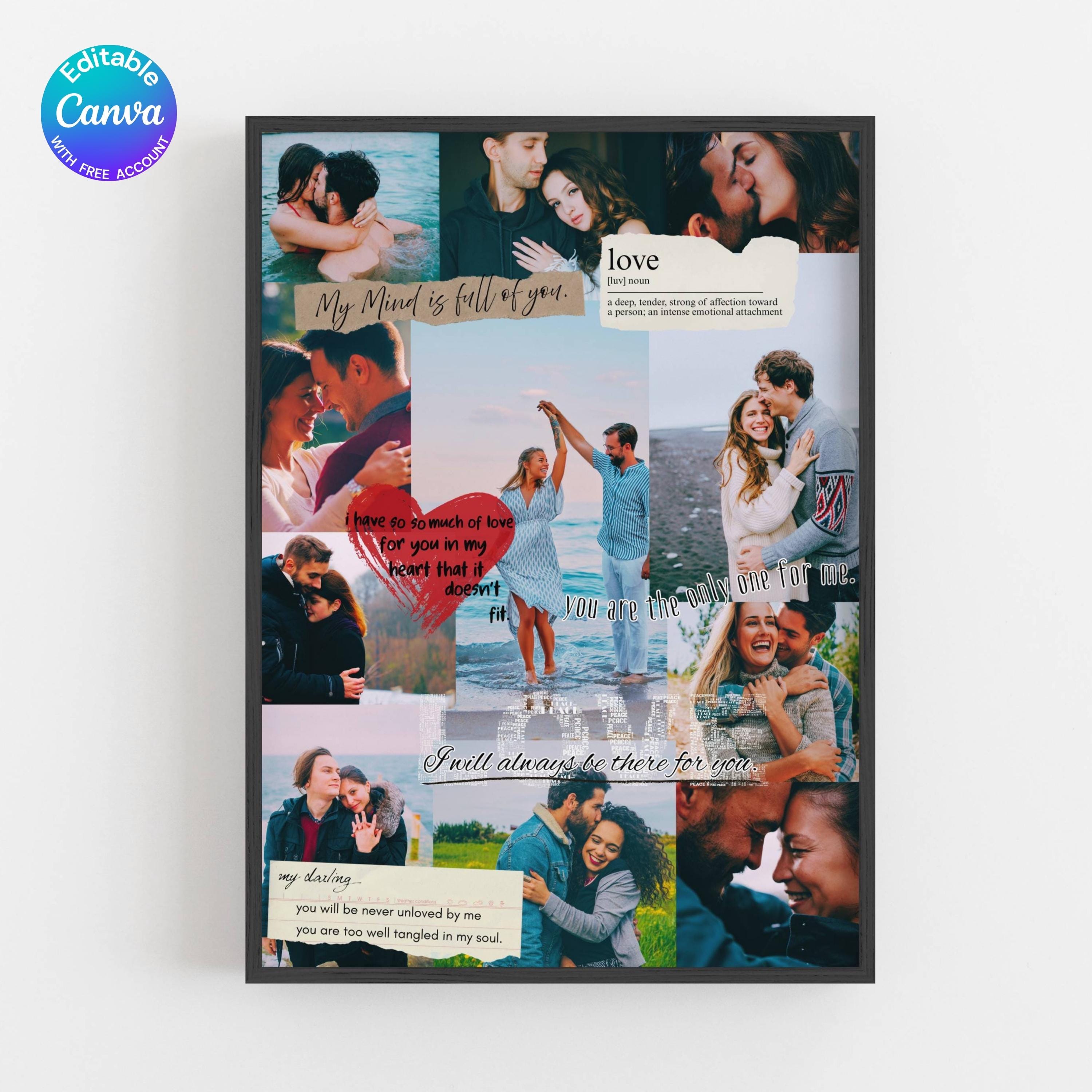 Couples Anniversary Photo Collage Canva Template Editable Love Quotes ...
