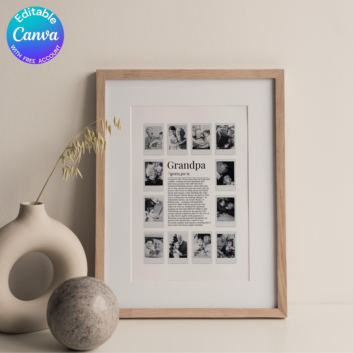Personalised Grandpa Photo Collage Gramps Photo Prints Photo Collage ...