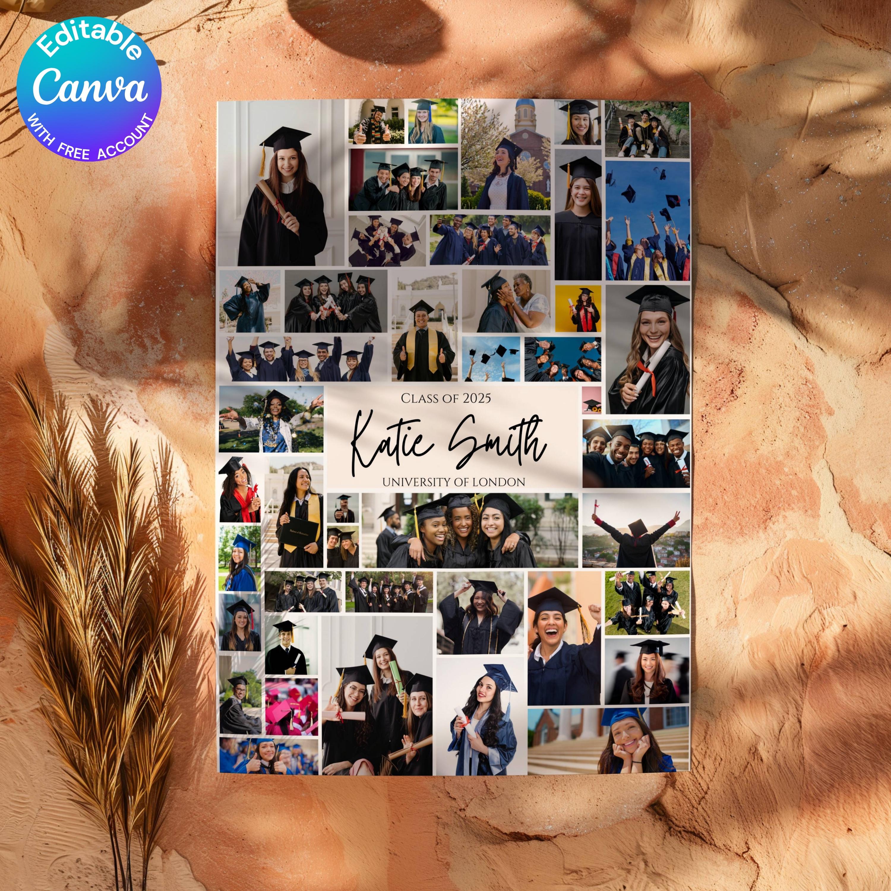 Graduation Photo Collage Poster Sign Template, High School University ...