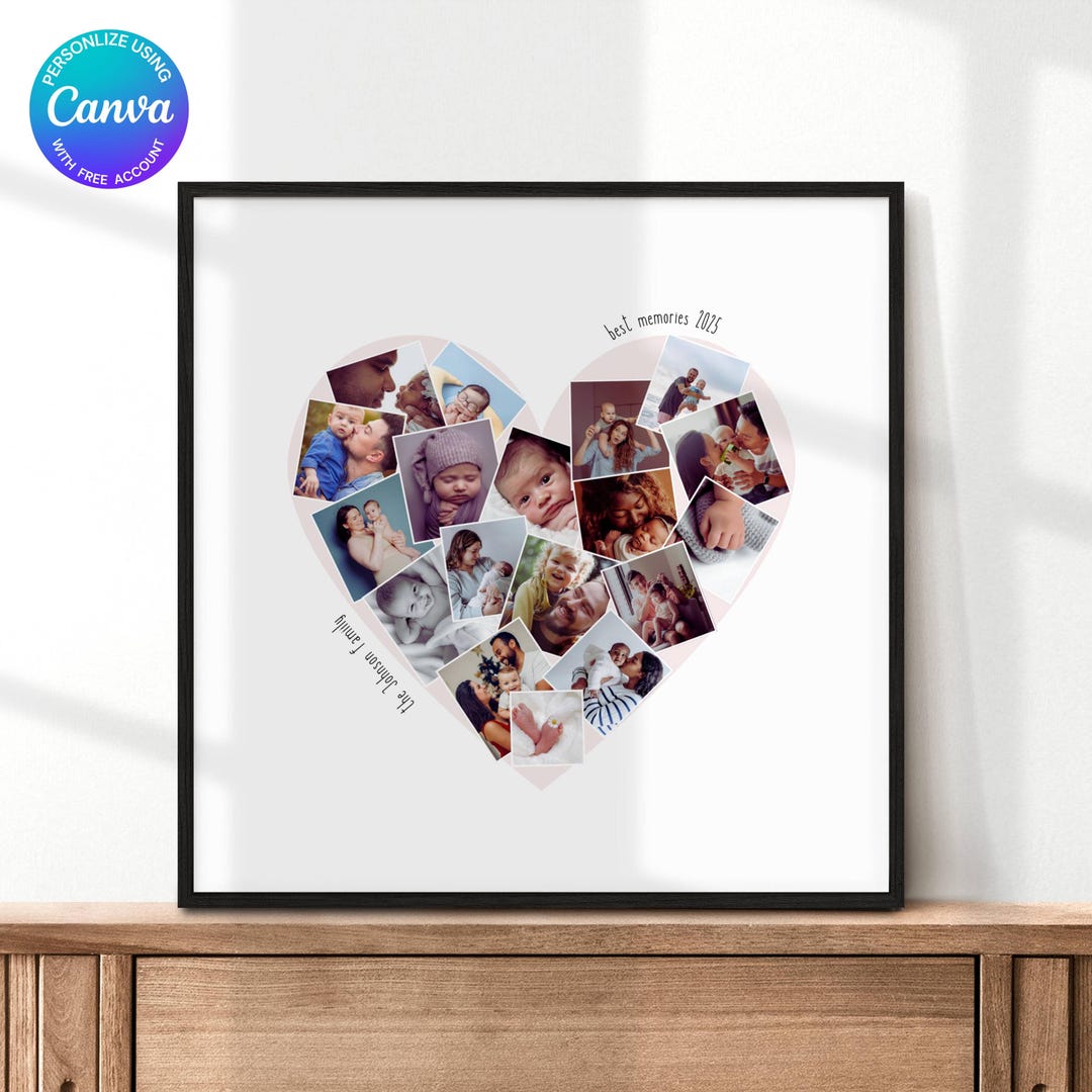 Heart Shape Photo Collage, Heart Photo Collage Template, Heart Collage ...