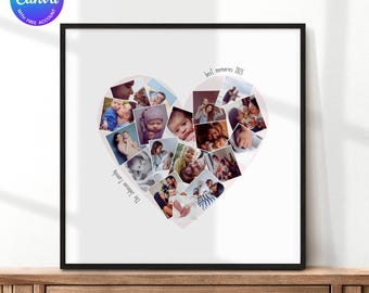 CANVA Template Heart Collage Template, Heart Photo Collage Template ...