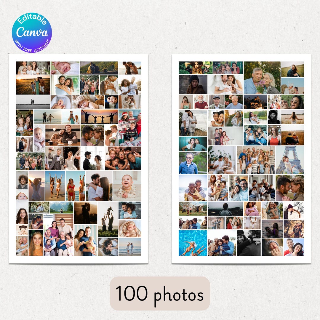Huge Editable Photo Collage Template, 100 Photo Collage, Photograph ...