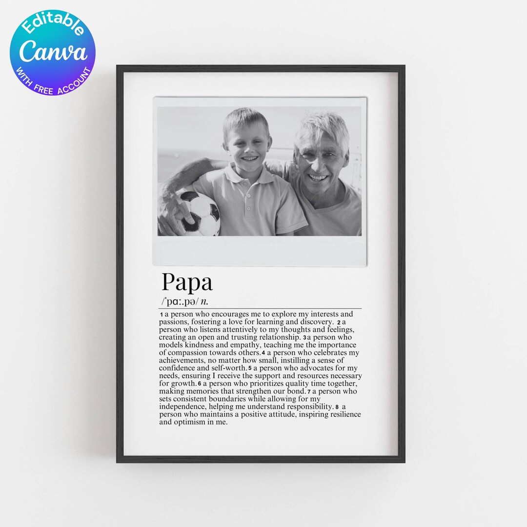 Papa Photo Frame Papa Photo Collage, Dad Photo Print Special Gift for ...