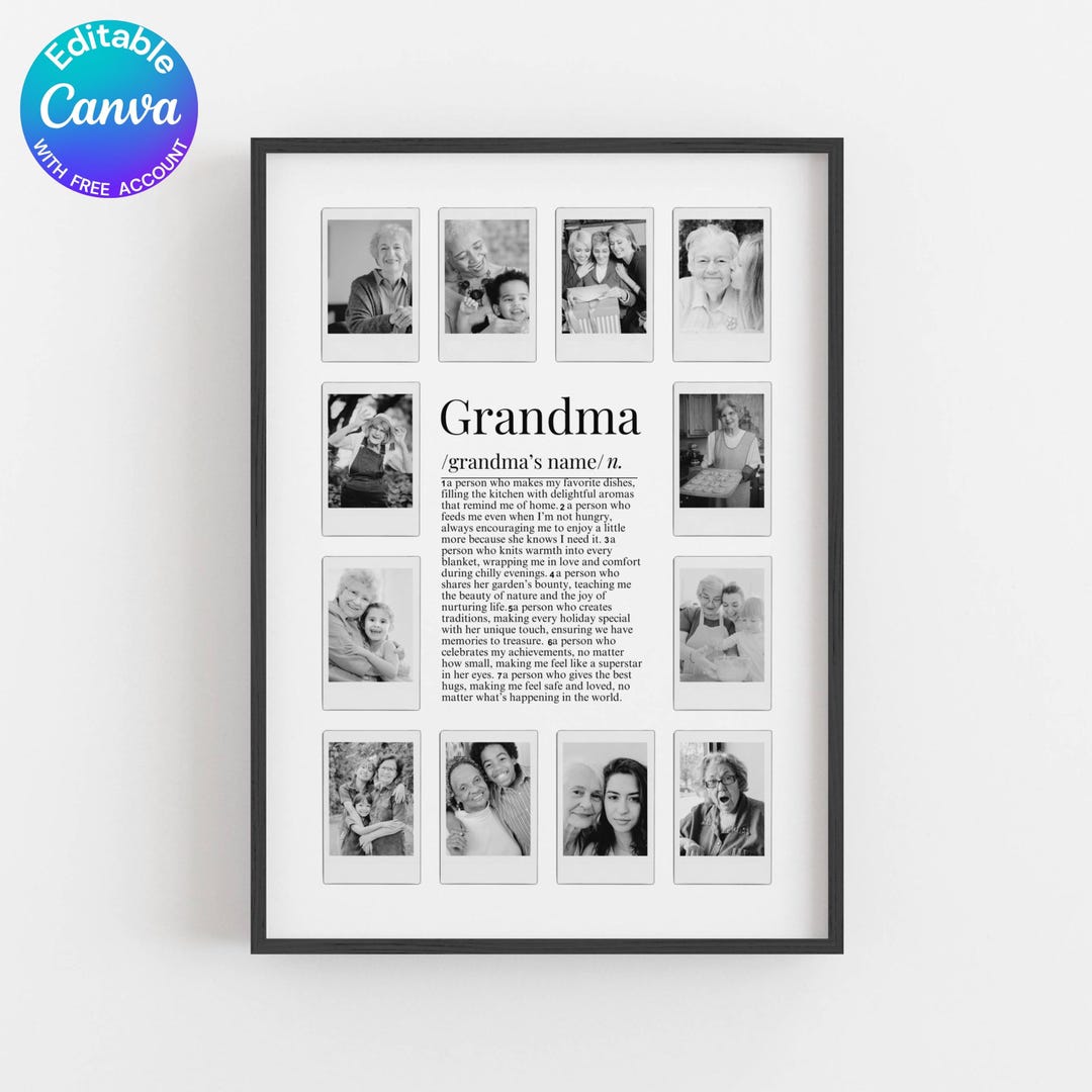 Grandma Definition Template. Customizable & Printable Photo Collage ...