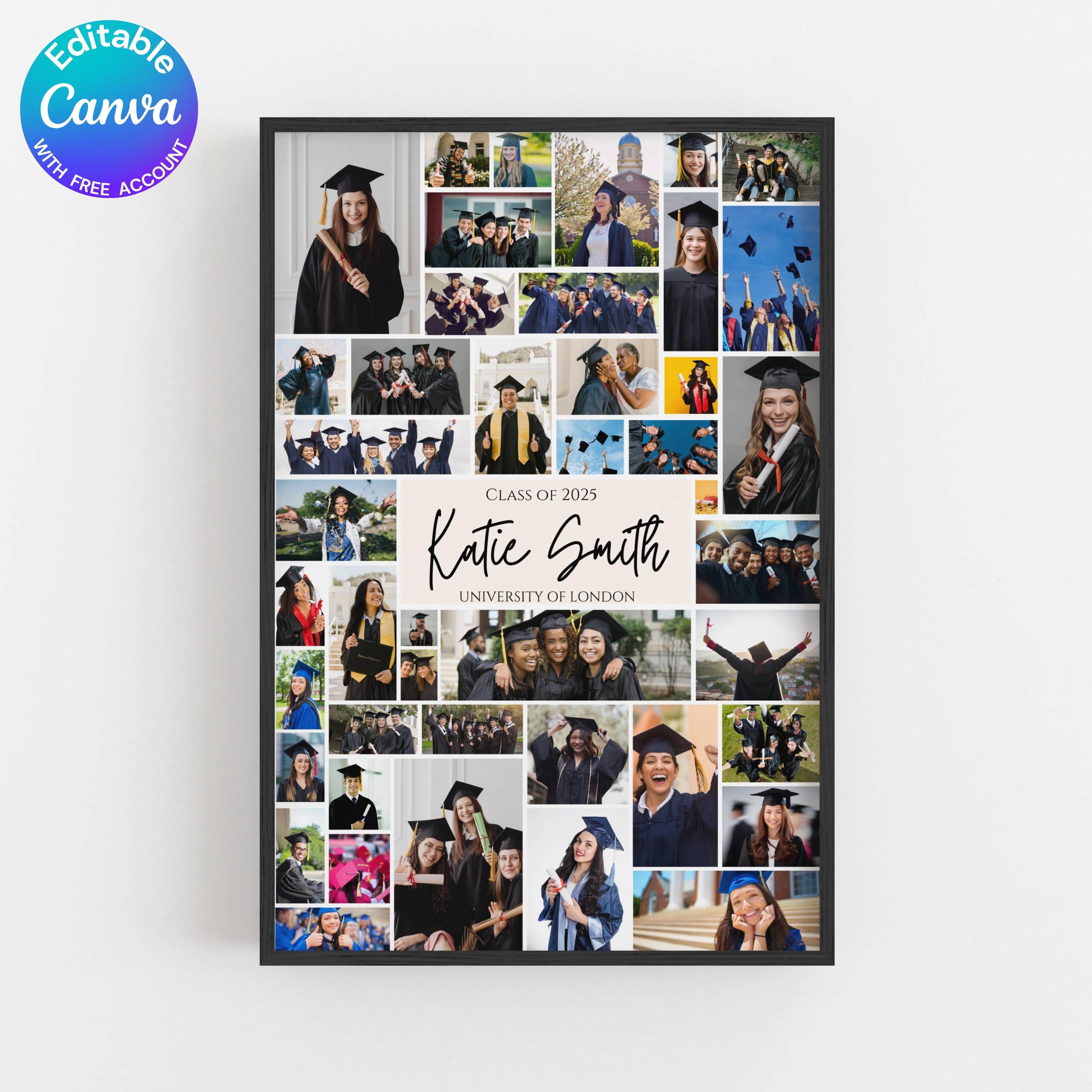 Graduation Photo Collage Poster Sign Template, High School University ...