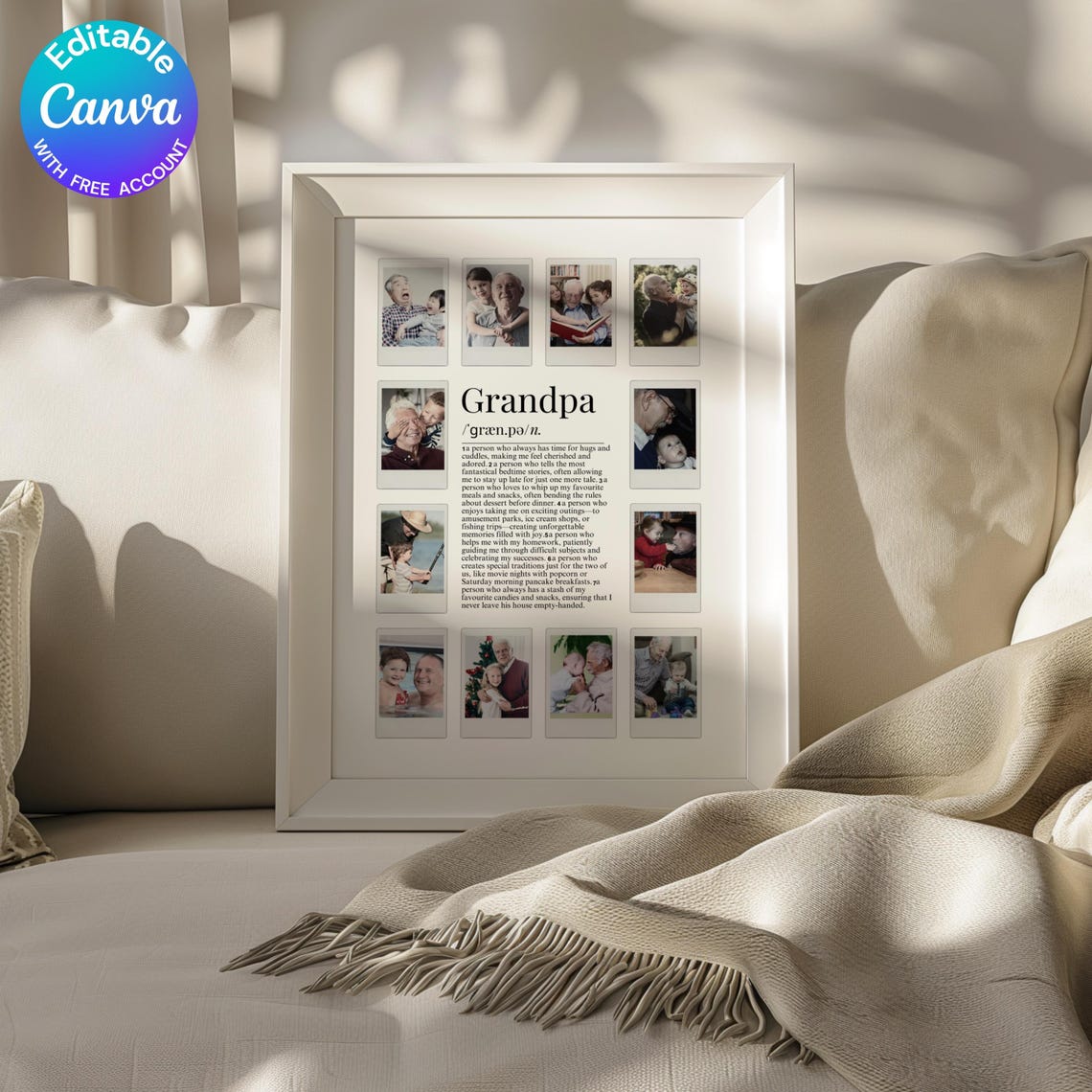 Grandpa Definition Template Customizable & Printable Photo Collage ...