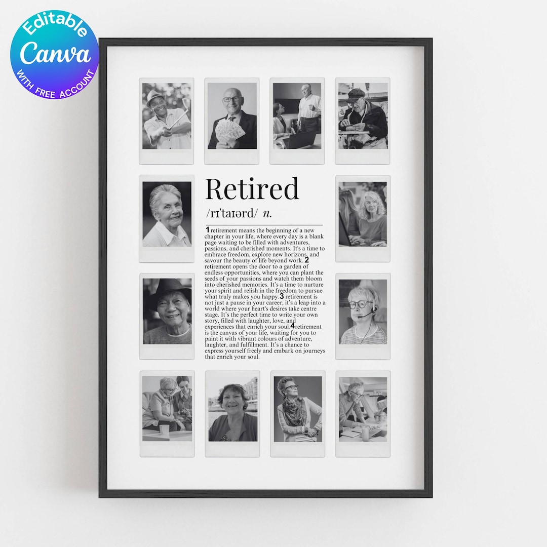 Custom Retired Photo Collage Boss Coworker Gift Retirement for Grandpa ...