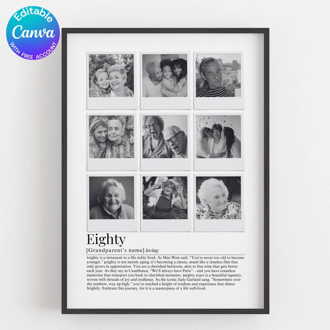 Personalised 80th Milestone Birthday Custom Polaroid Frame Style,80 ...