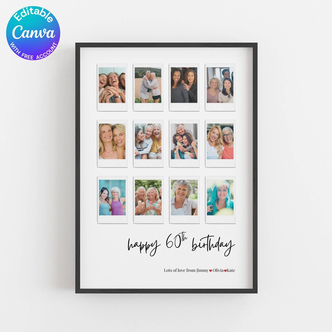 Custom 60th Photo Collage Birthday Gifts From Grandkids for Grandma and ...